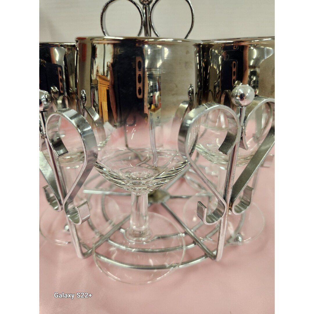 1960s Set of 6 Wine Glasses and Caddy Vintage Dorothy Thorpe-style ...