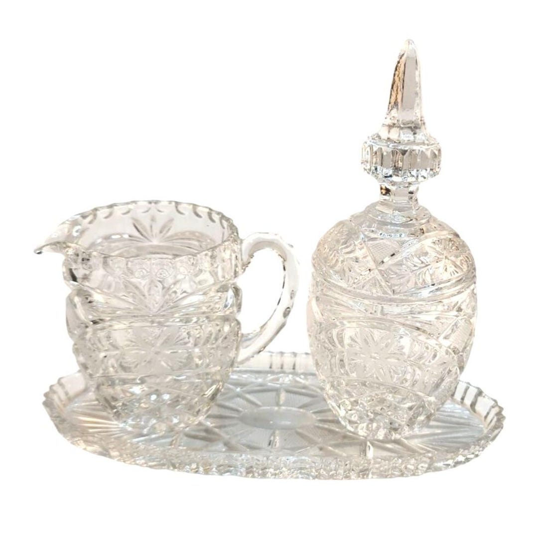 Vintage Imperlux Lead Crystal Sugar and Creamer Set With Tray, Crystal ...