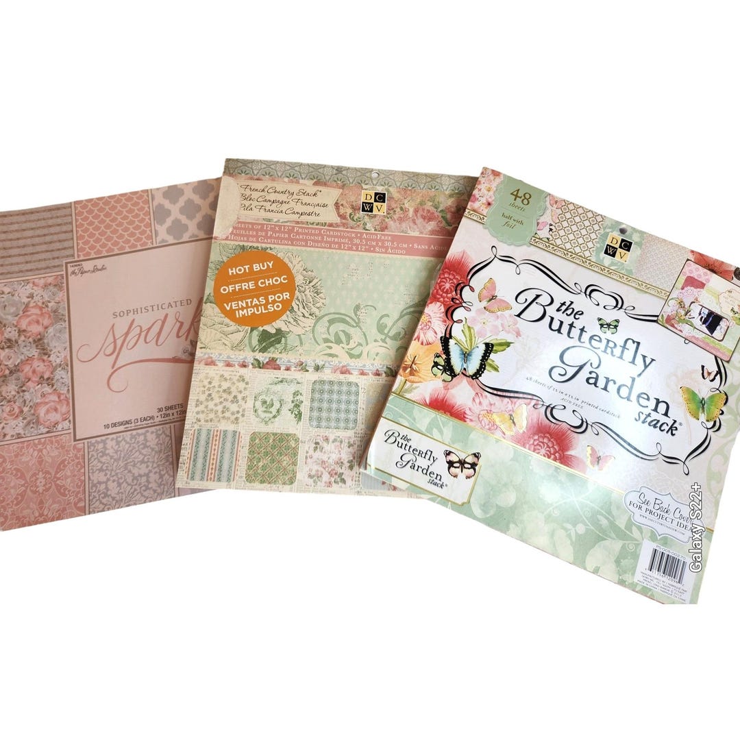 The Butterfly Garden Stack Paper Pack DCWV Scrapbooking & Crafting 12 X ...