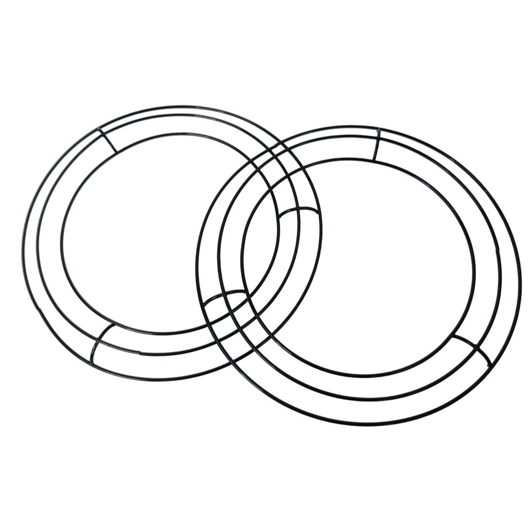 Set of 2 Black Metal Wreath Forms 8 Inch Round Wire Frame for DIY Craft ...