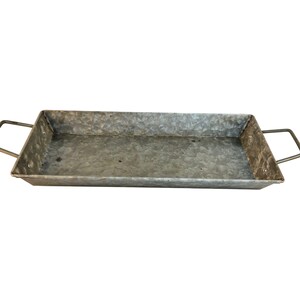 Galvanized Metal Rectangular Tray With Handles for Farmhouse Decor or ...