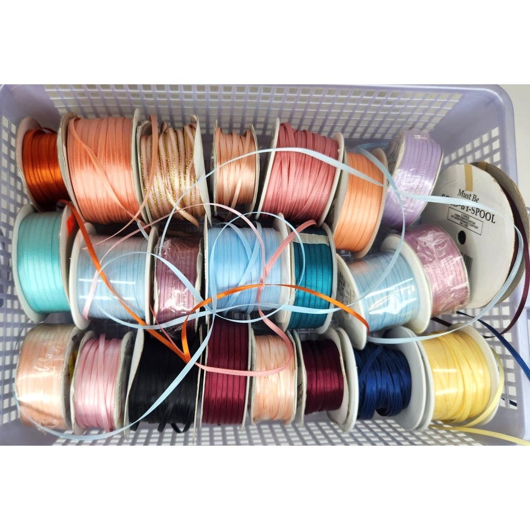 Assorted Colors Satin Ribbon Spools - Crafting & Gift Wrapping Supplies ...