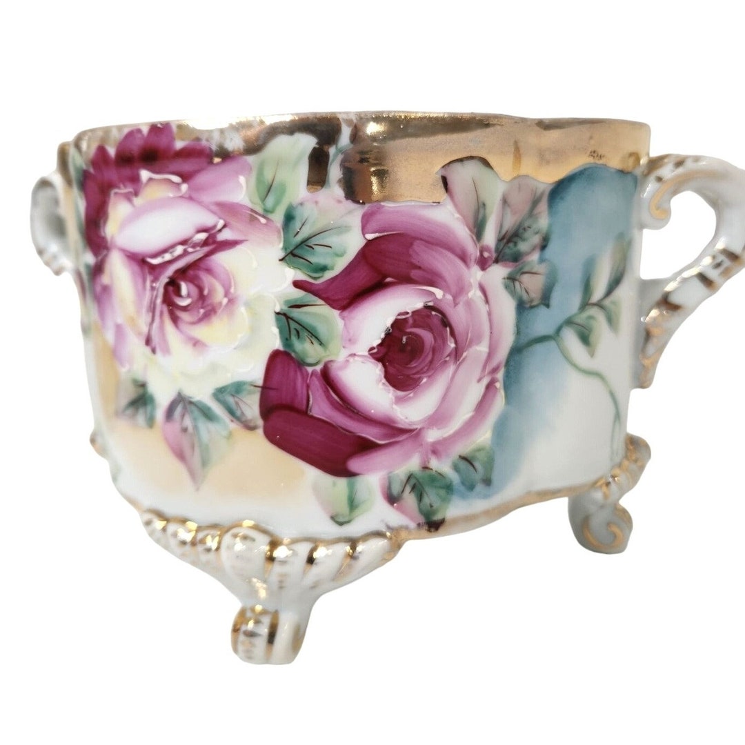 Antique Hand Painted Roses Porcelain Jardiniere Planter - Etsy