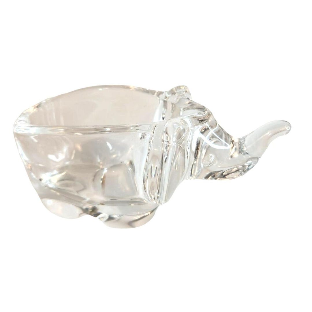 Crystal Clear Glass Elephant Candy Trinket Dish Bowl 6.25" Collectible ...