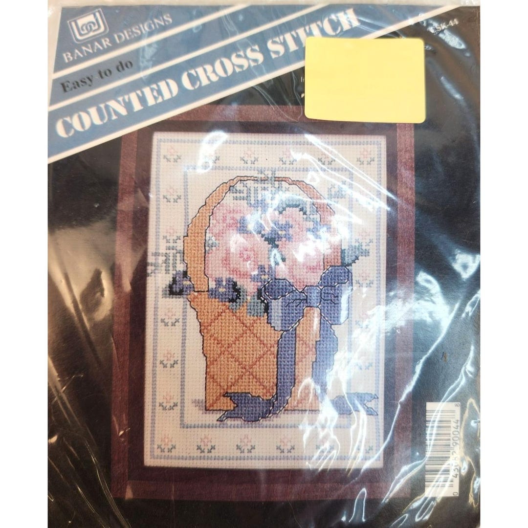 Banar Designs Counted Cross Stitch Kit With Floral Basket Pattern - Etsy