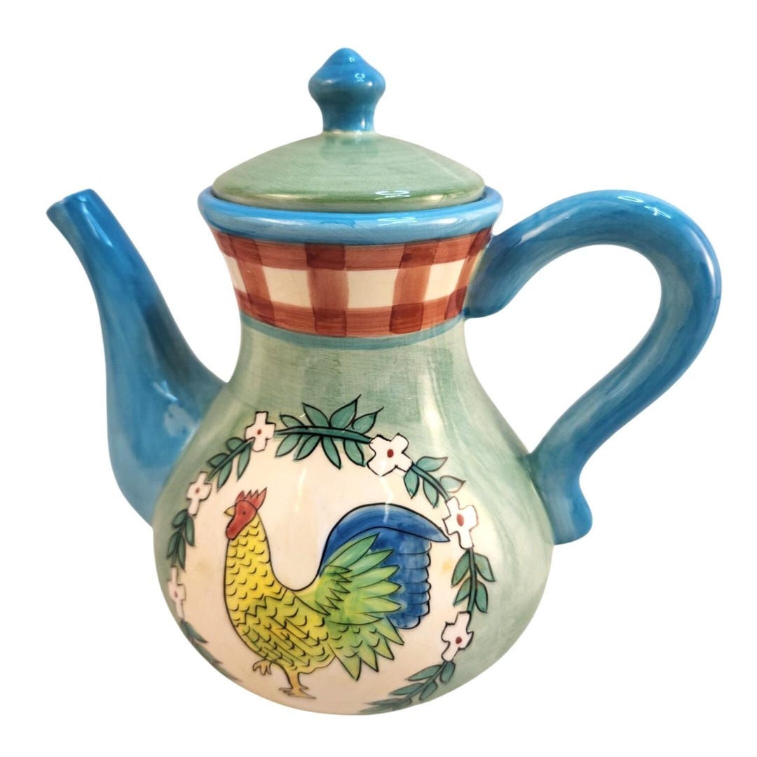 Heartfelt Kitchen Creations Hand-painted Rooster Ceramic Teapot 7" Tall ...