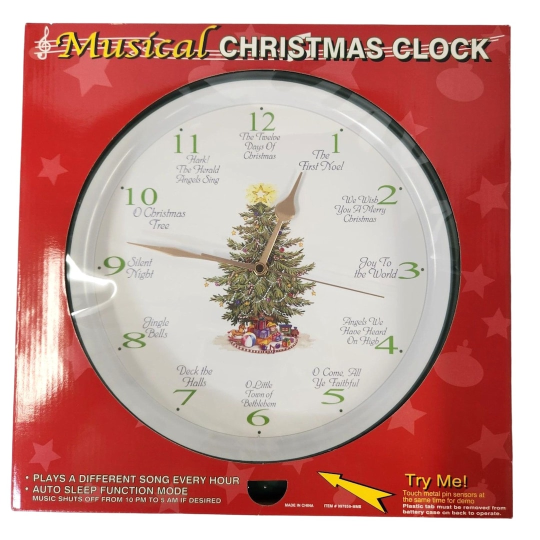 Musical Christmas Clock 13 Inch Diameter Quartz Movement Plays 12 Songs ...