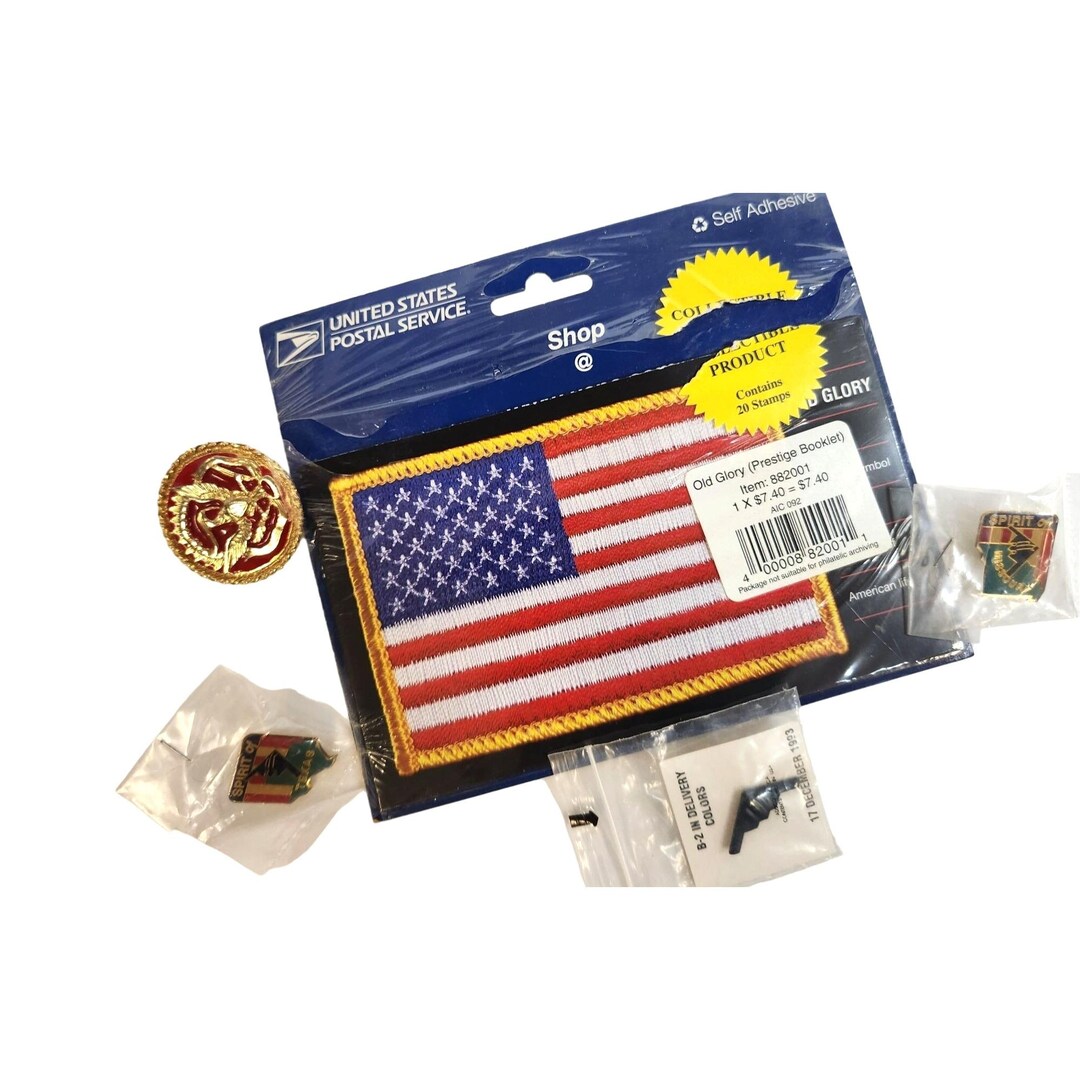 USPS Old Glory Booklet & Assorted Military Pins Spirit of Missouri and ...