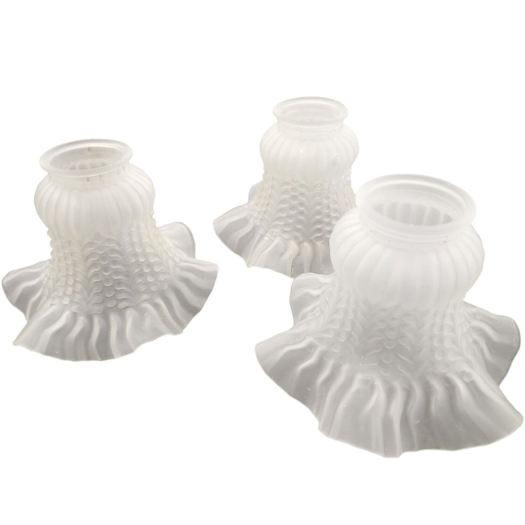 Lamp Bulb Cover, Vintage Frosted Glass Ruffled Lamp Shade Replacement ...