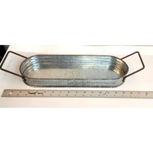 Rustic Galvanized Metal Tray: Farmhouse Style Oval Centerpiece (18x4 ...