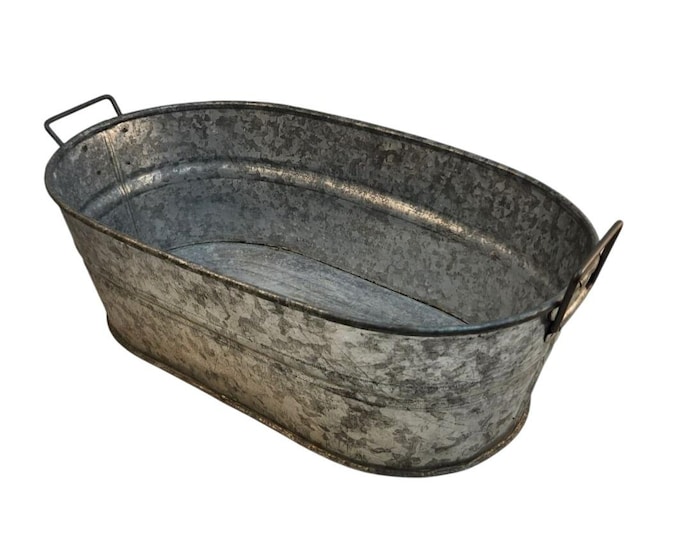 Vintage Galvanized Steel Oval Wash Tub With Handles - Etsy