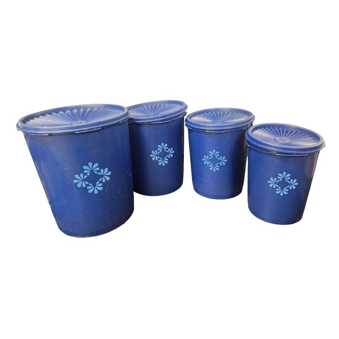 Vtg Tupperware Servalier Blueberry Nesting Canister Set 1339-3,805-307 ...