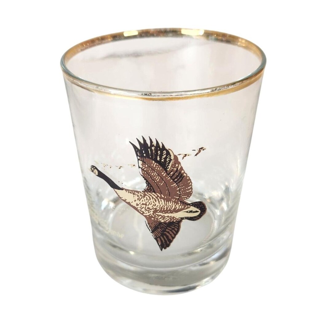 Vintage Gold Rimmed Whiskey Glass With Flying Canada Goose Design ...