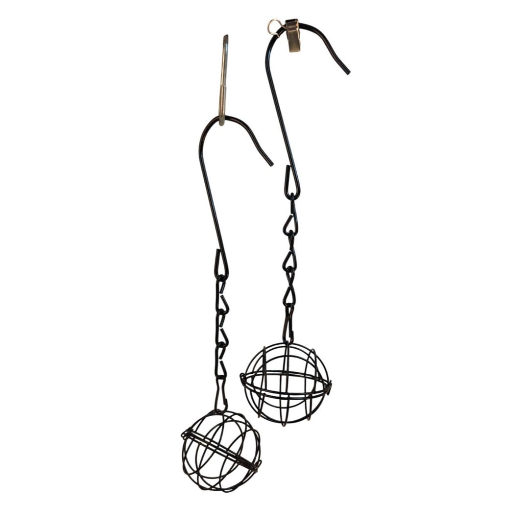 Black Metal Hanging Sphere Plant Holders Bird Feeders With Hook Design ...