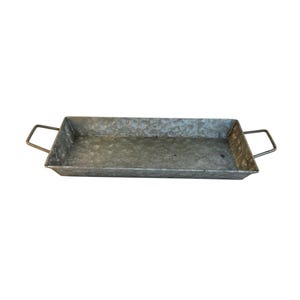 Galvanized Metal Rectangular Tray With Handles for Farmhouse Decor or ...