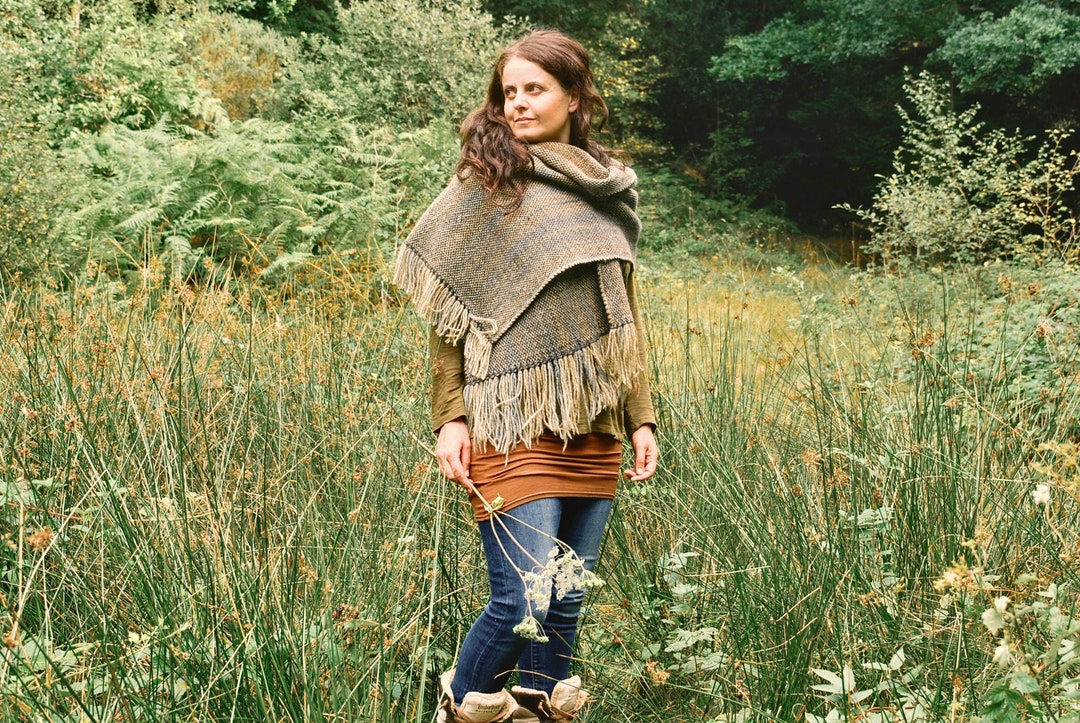 Faded Glade: Slate Shawl Handwoven in Dip-dyed Wool - Etsy