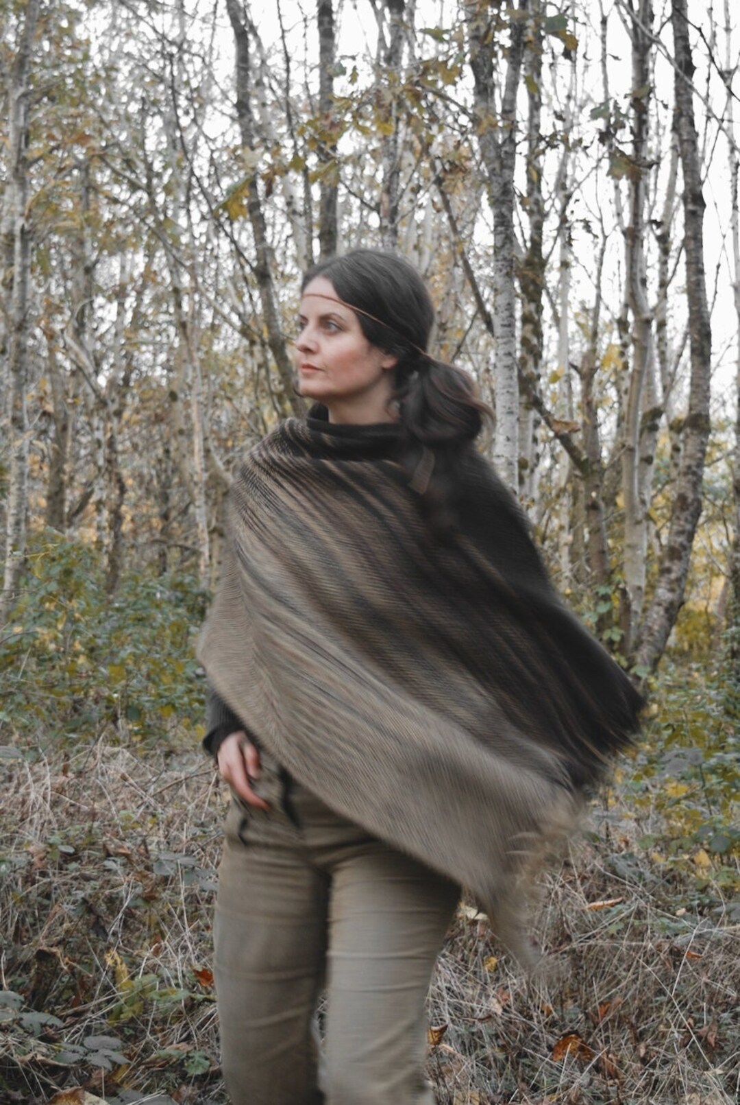 Rhubarb Winterscape: Poncho Handwoven in Jacob Wool, Undyed and ...