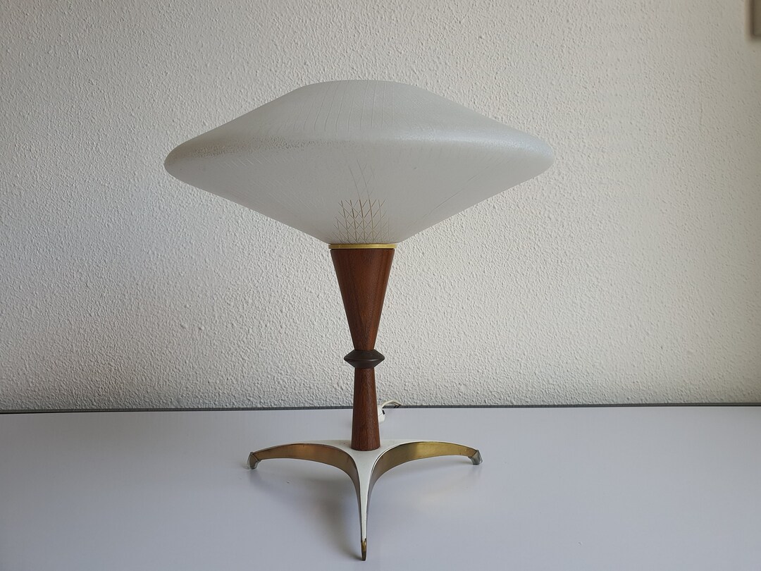 50s Glass - Tripod Table Light Dutch ( Massive Design Desk Lamp 60s 70s ...