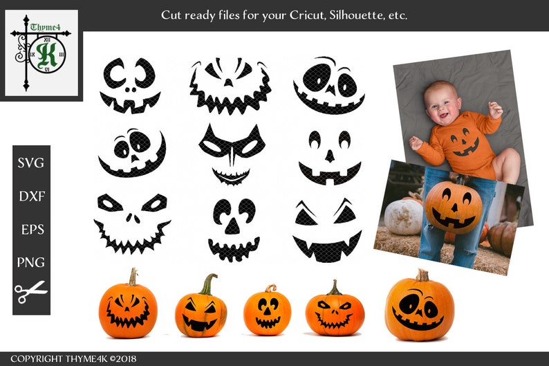 SVG Halloween pumpkin Faces Mix and Match | Etsy