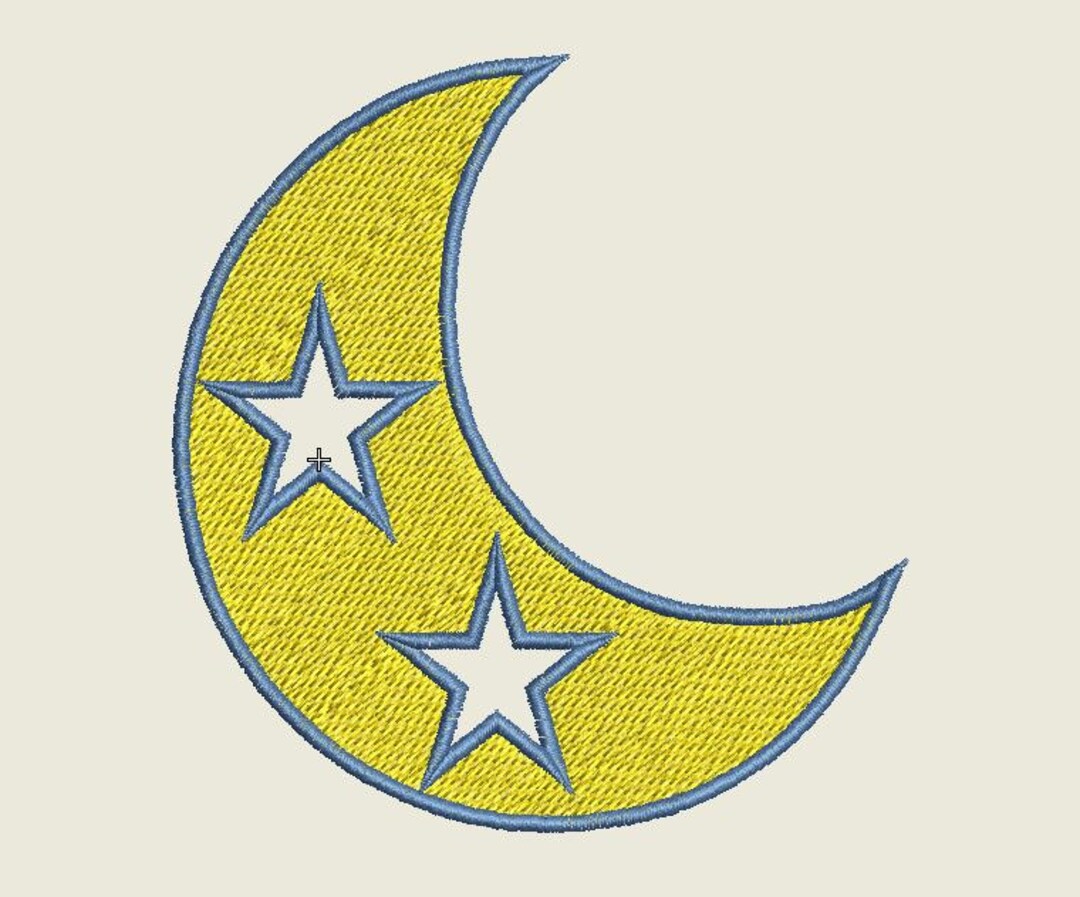Moon Embroidery Design, Moon With Stars Embroidery Design,crescent ...