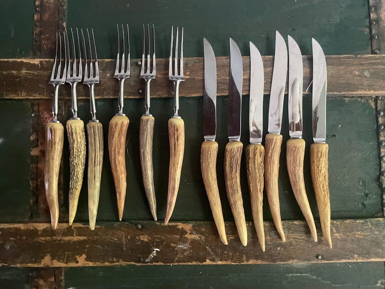 Vintage Antler Fork and Knife Flatware George Ibberson and Company - Etsy