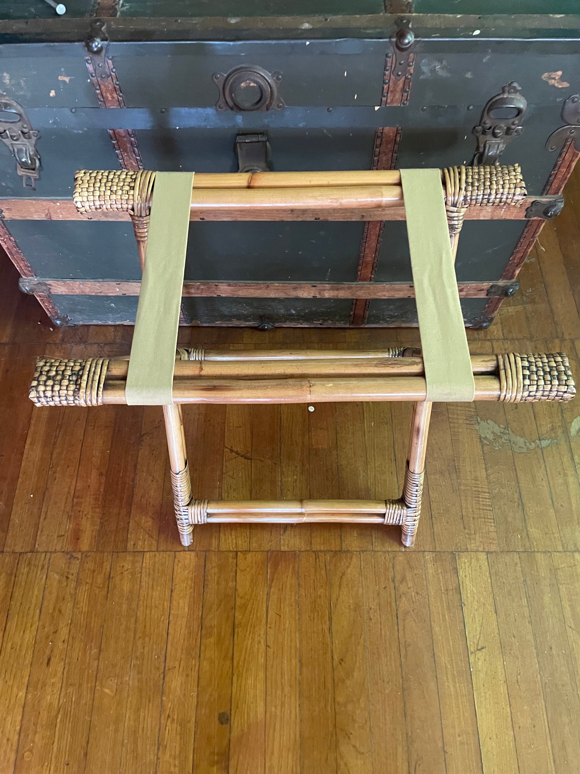 Vintage Bamboo Rattan Luggage Rack - Etsy