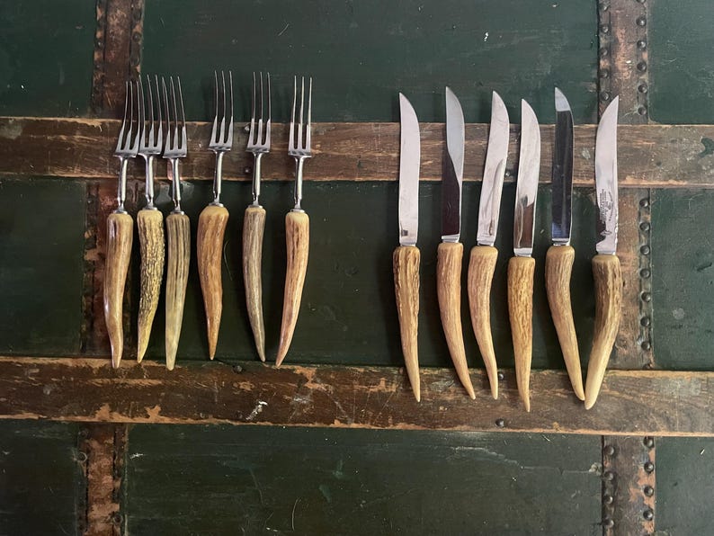 Vintage Antler Fork and Knife Flatware George Ibberson and Company - Etsy