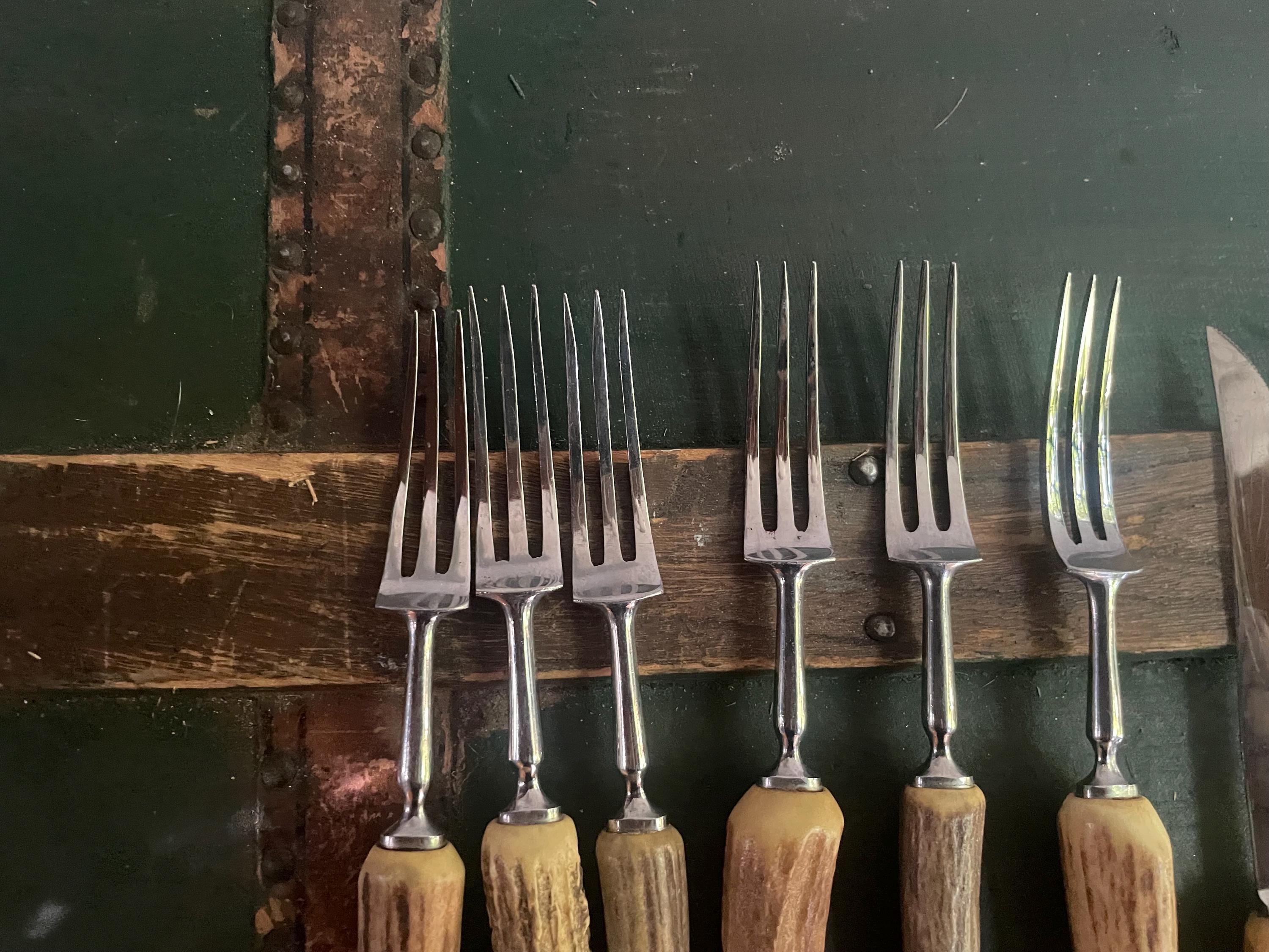 Vintage Antler Fork and Knife Flatware George Ibberson and Company - Etsy