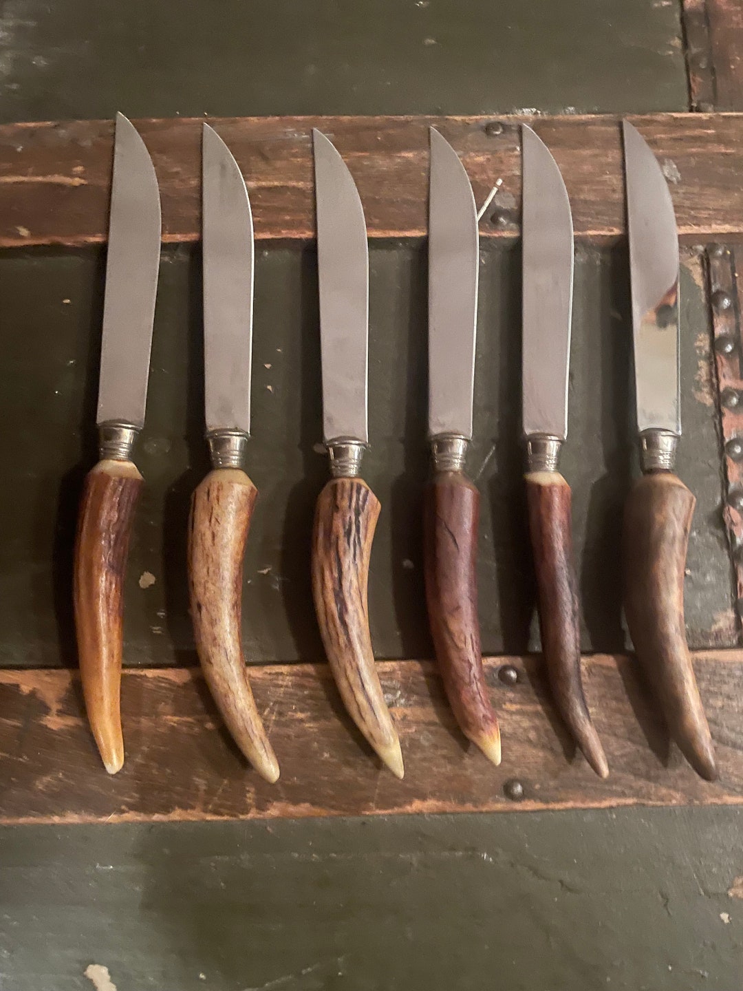 Vintage Antler Knife Set - Etsy