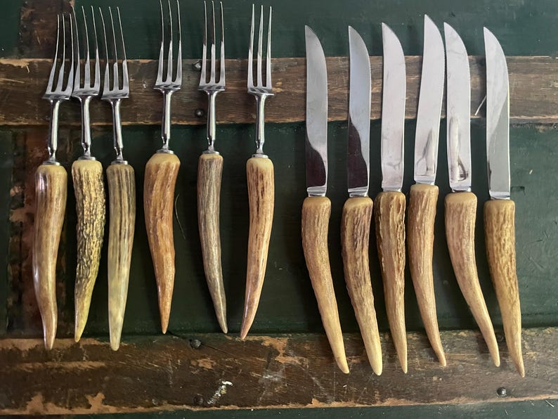 Vintage Antler Fork and Knife Flatware George Ibberson and Company - Etsy