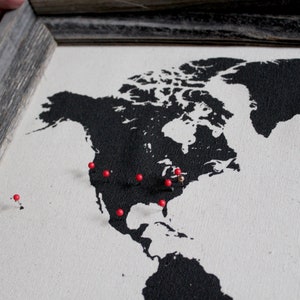 Cotton Push Pin Map, Personalized Travel Map, World Map, Second ...
