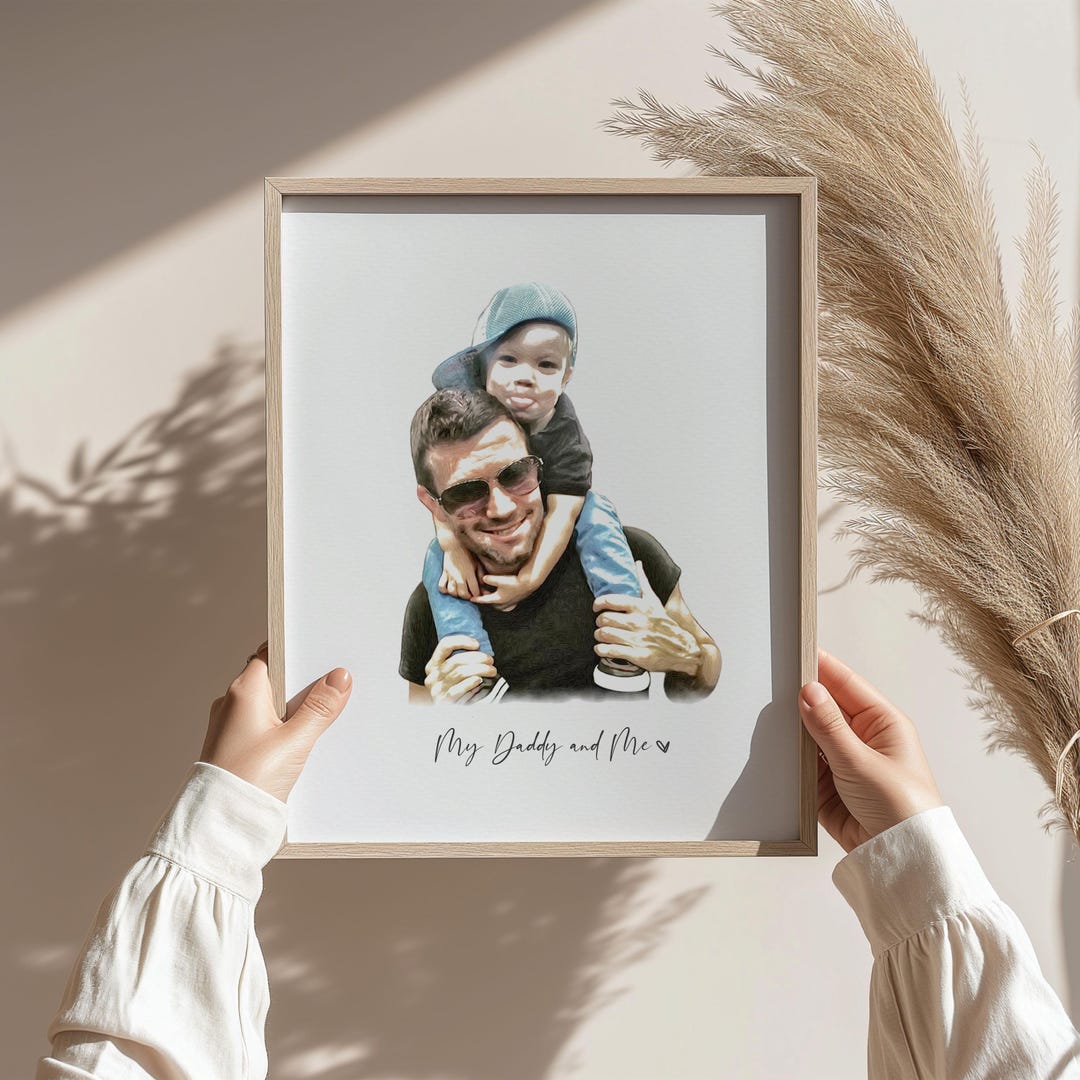 Personalized Dad Gift Family Portraits New Dad Gift Watercolor Custom ...