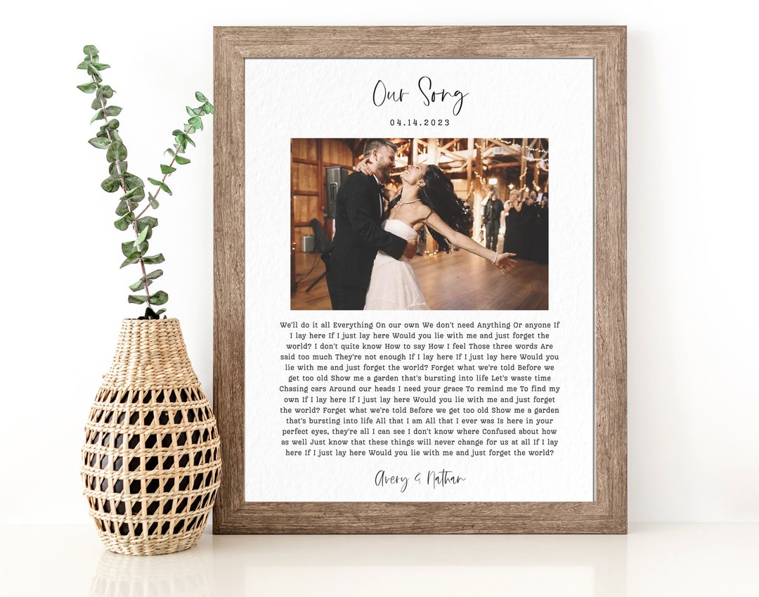First Dance Song With Photo Wedding Gift Song Lyrics 1st Anniversary ...