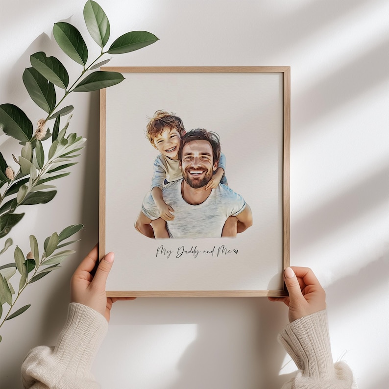 Father's Day Gift for Dad, Personalized Custom Dad and Child Portrait ...