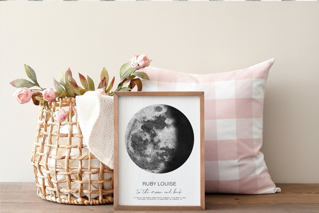 Framed Custom Moon Print, Birthday Gift, Framed Moon Phase Print, Dorm ...
