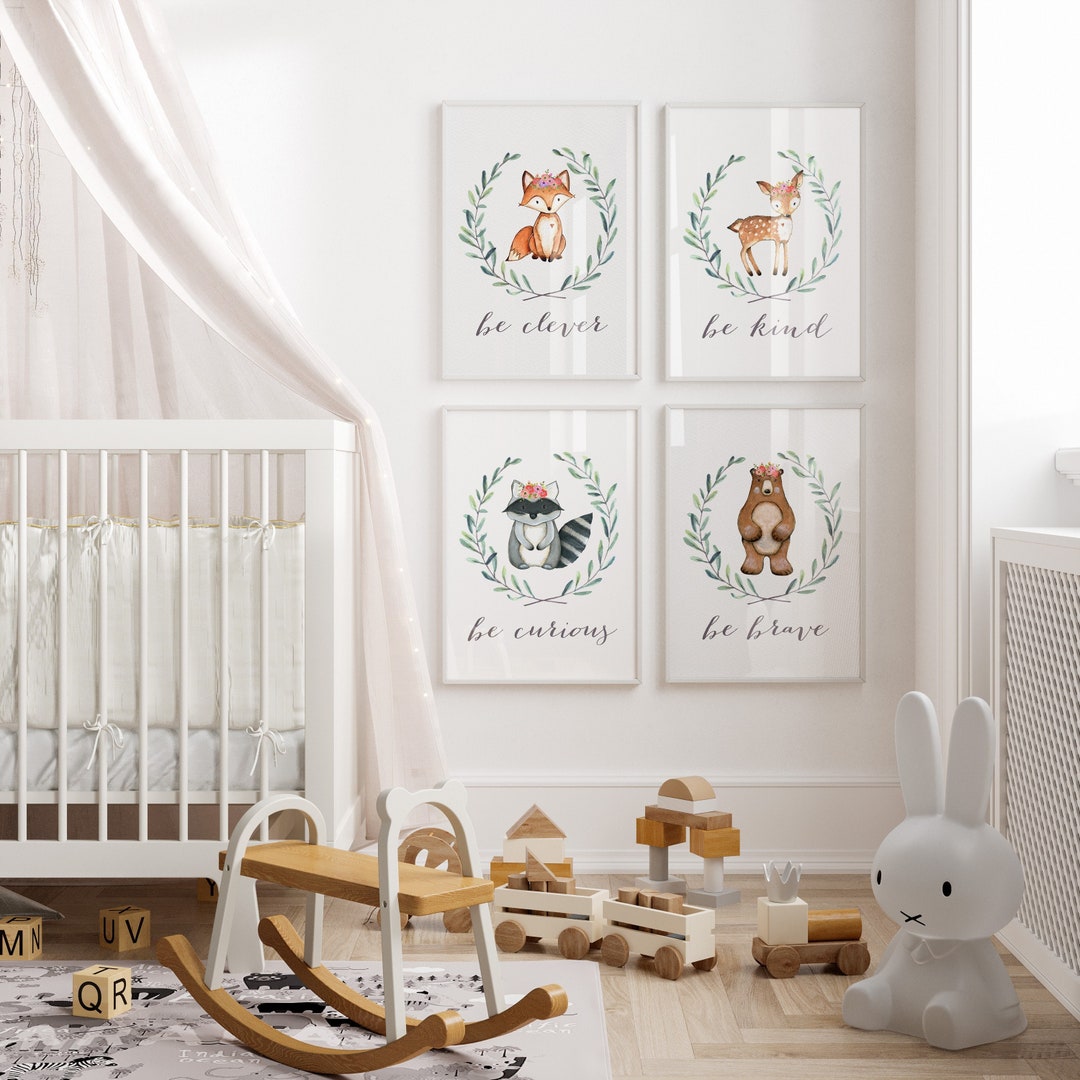 Woodland Nursery Prints | Baby Girl Woodland Nursery | Be Clever Be ...