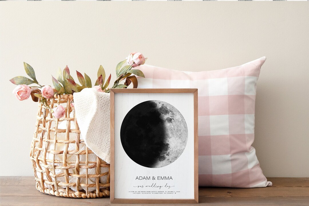 Personalized Gift, Custom Moon Print on Wood, Personalized Moon Phase ...