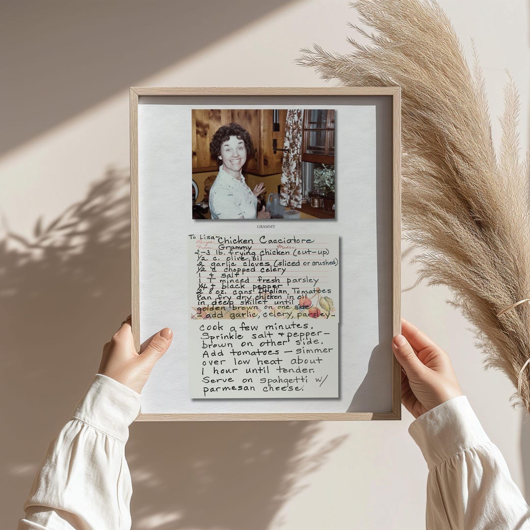 Framed Recipe With Photo Printed Handwritten Recipe Portrait Family ...