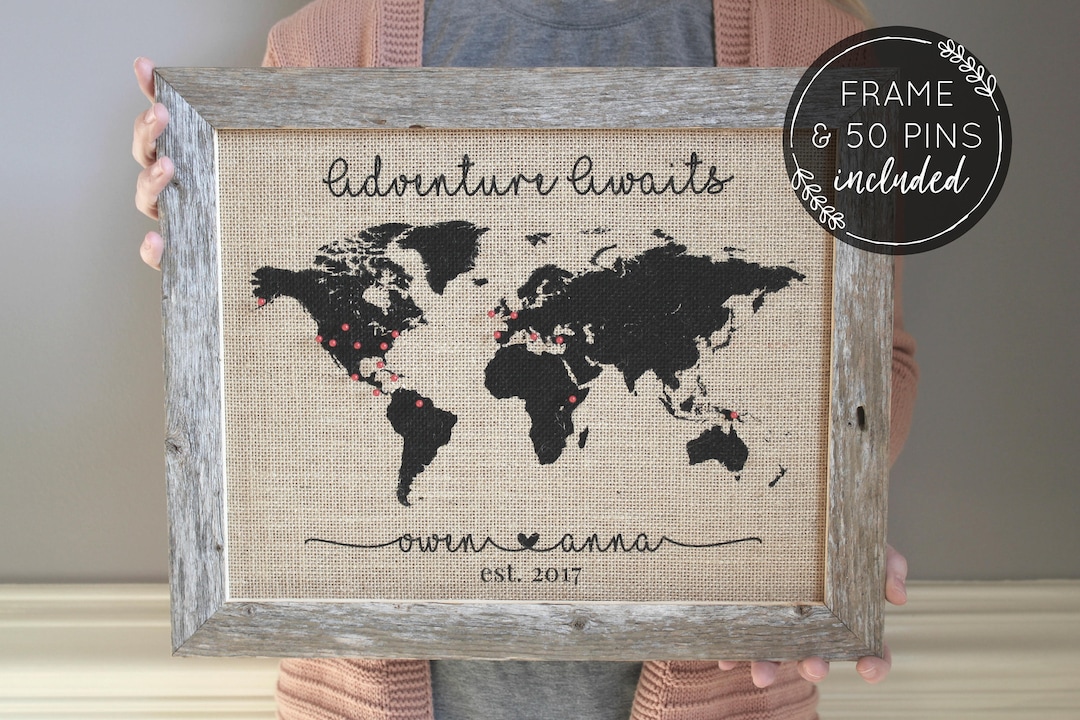 Engagement Gift, Personalized Gift for Boyfriend Gift, Push Pin Map ...