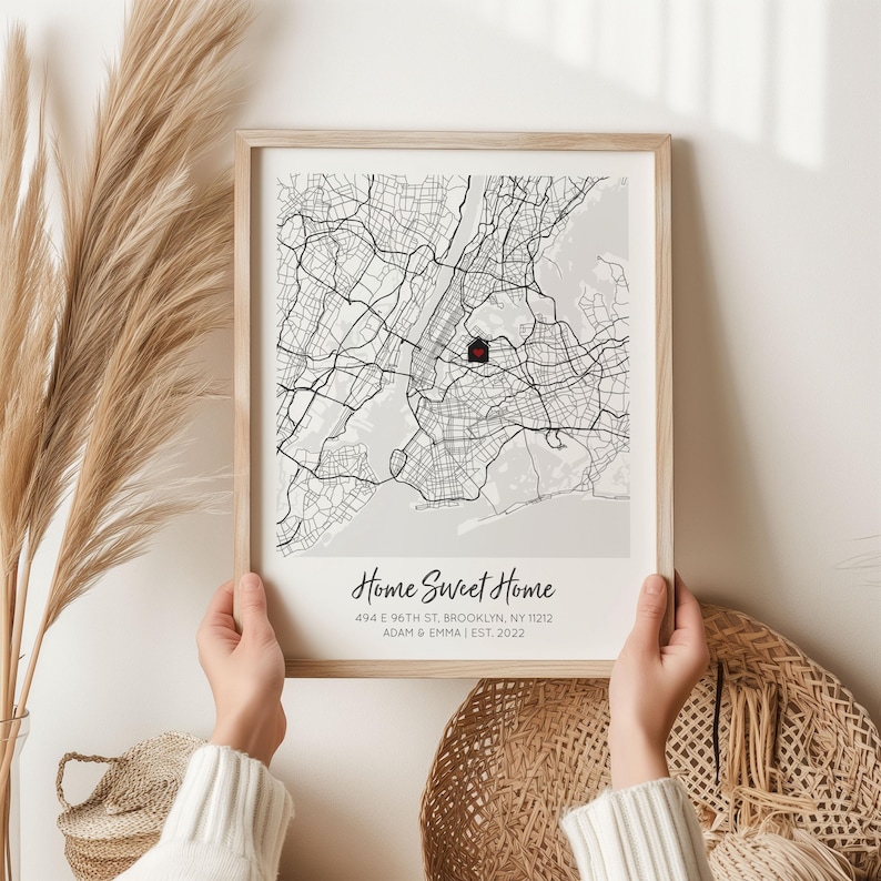 Custom Home Sweet Home Map Print Personalized Housewarming Map Gift ...