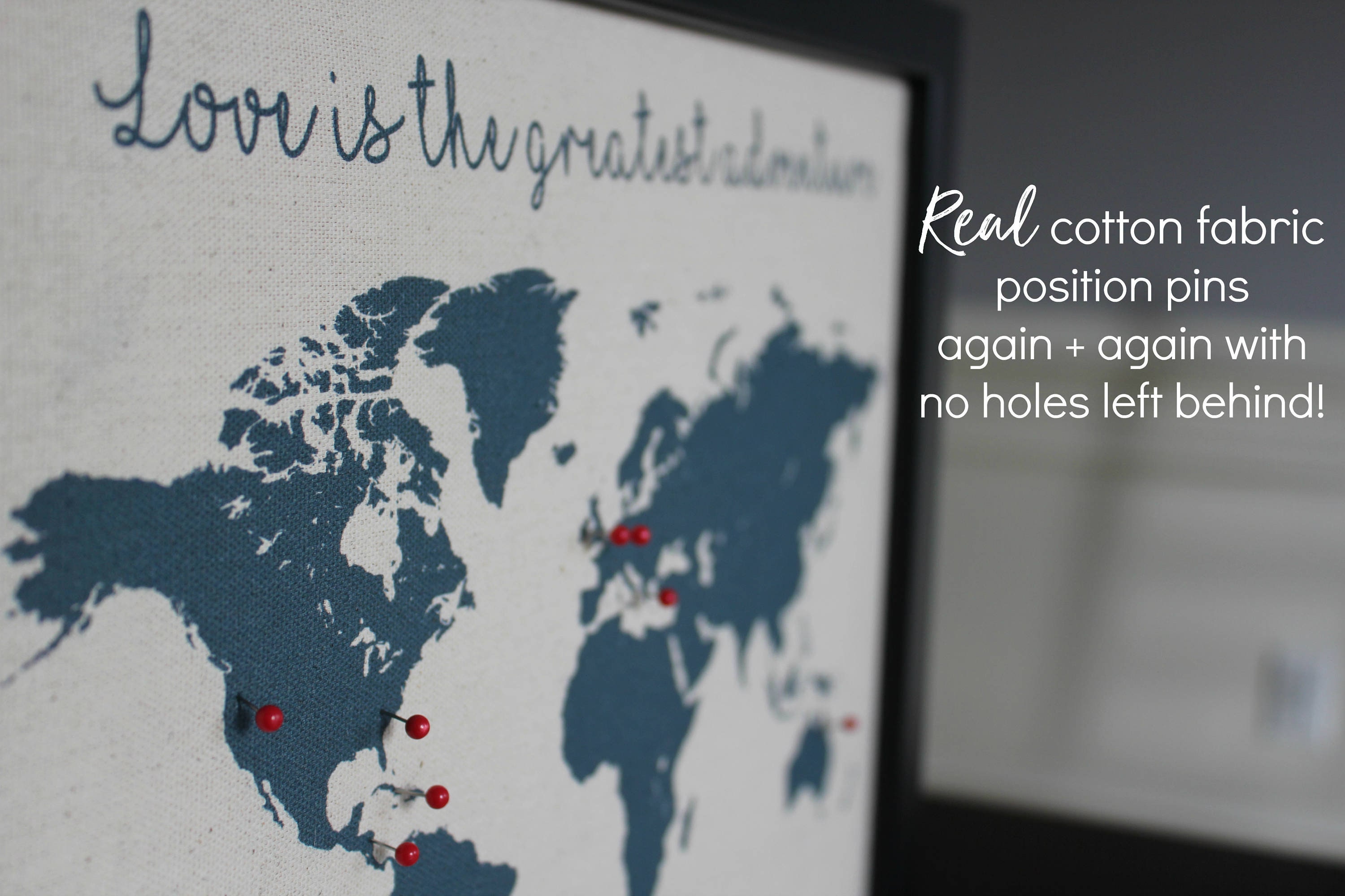 Cotton Push Pin Map, Rustic Home Decor, 2 Year Anniversary Gift for ...