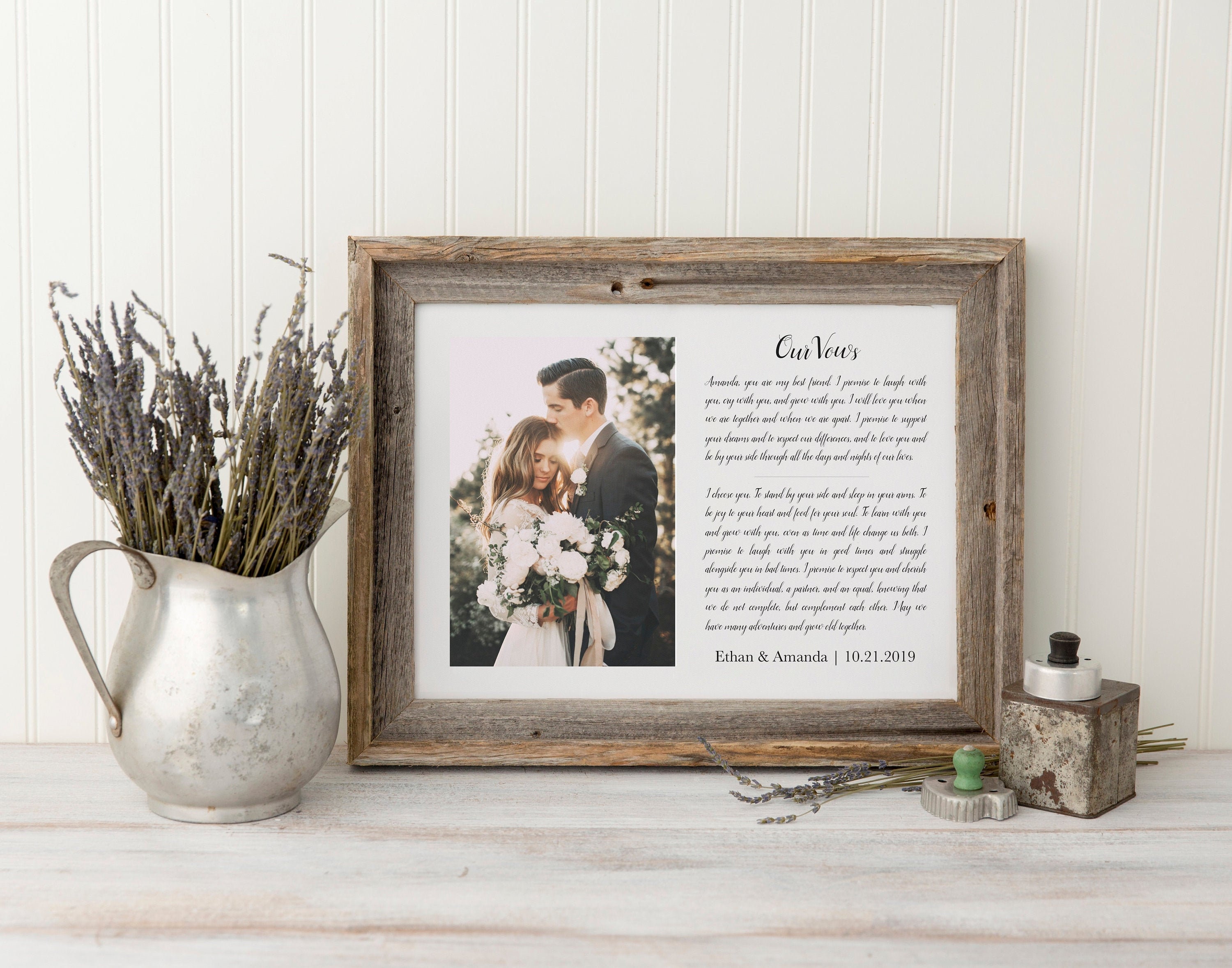 Framed Wedding Vows Custom Framed Wedding Vows With Photo - Etsy Australia
