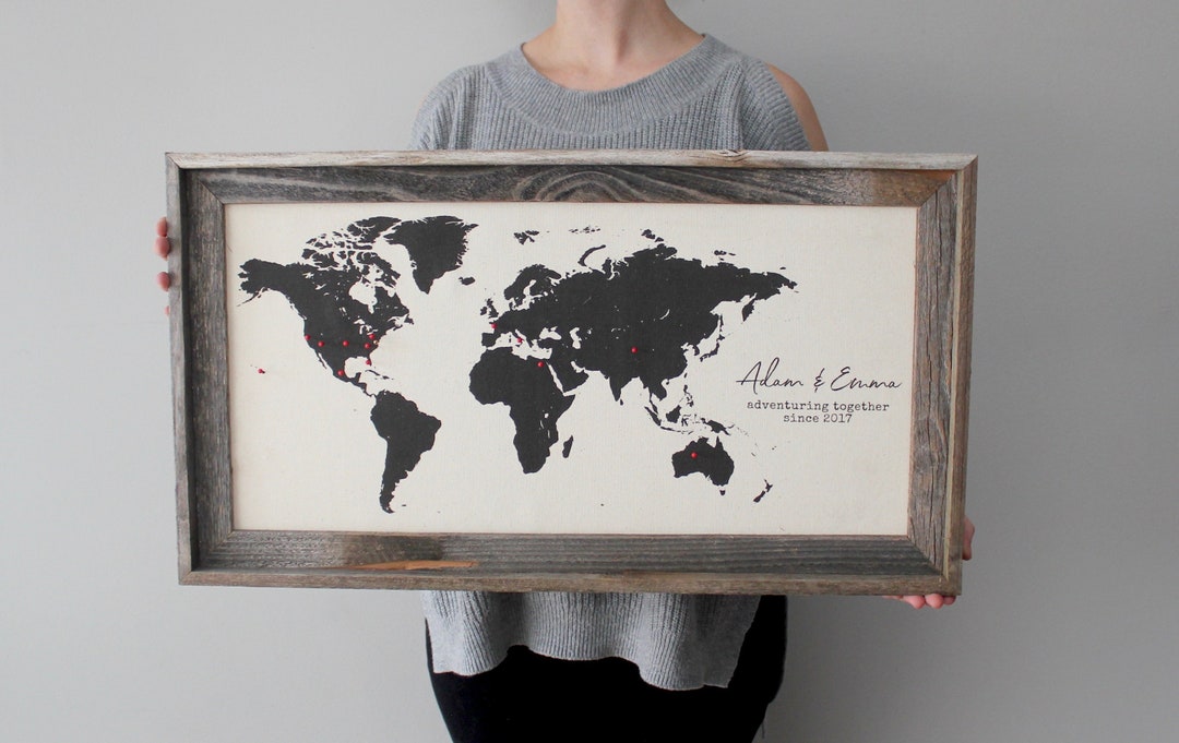 Cotton Push Pin Map, Personalized Travel Map, World Map, Second ...