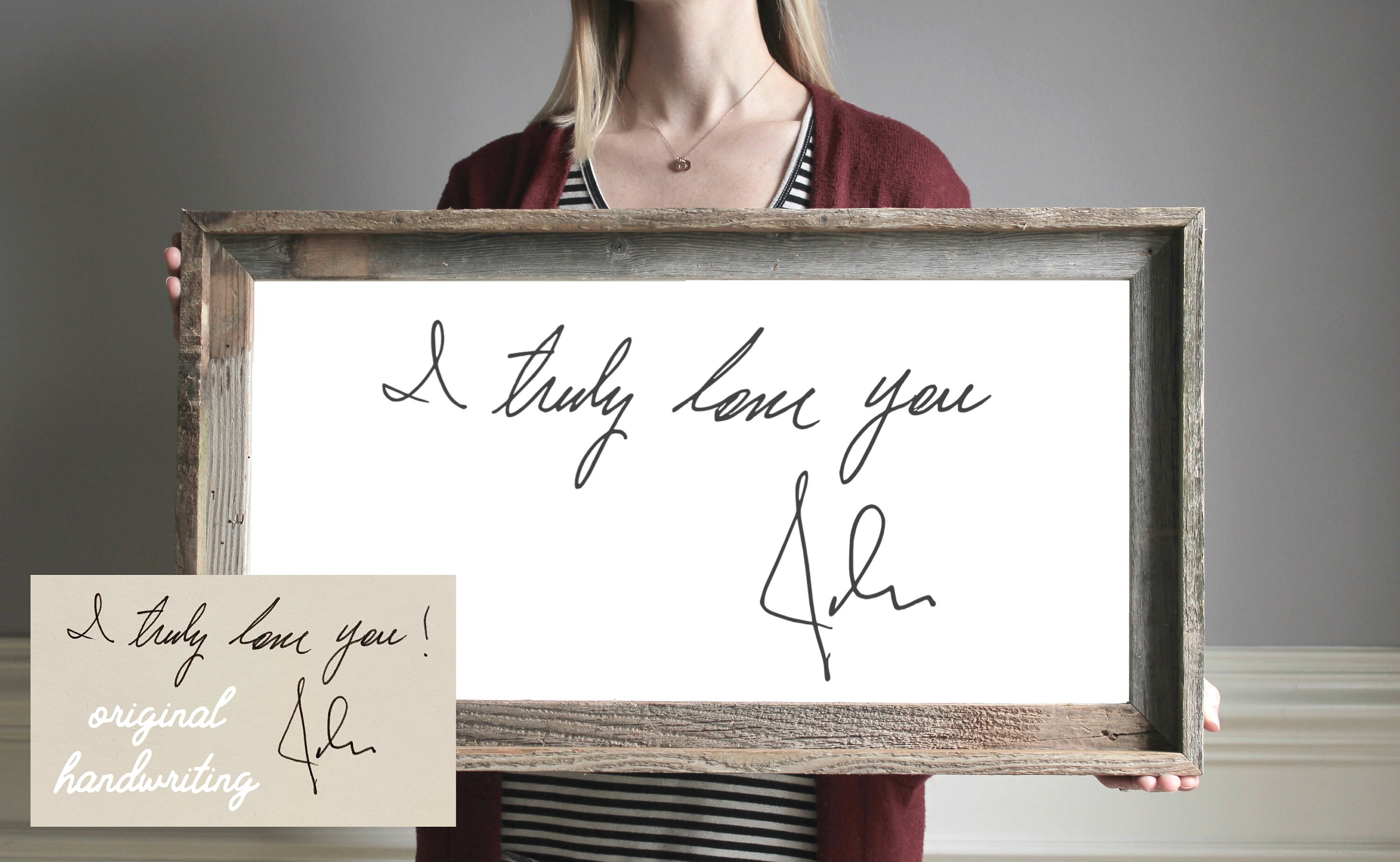 Custom Handwriting Gift Actual Handwriting Rustic Wooden Sign | Etsy