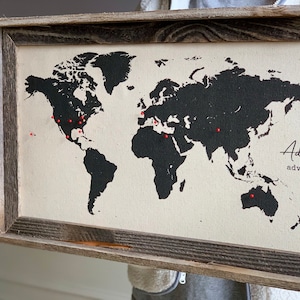 Cotton Push Pin Map, Personalized Travel Map, World Map, Second ...