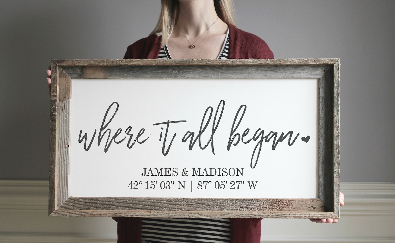 Where It All Began Sign, Custom Coordinates Wood Sign Latitude ...