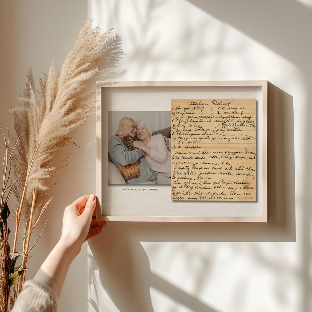 Framed Recipe for Wall | Family Recipe Sign | Recipe Handwriting ...