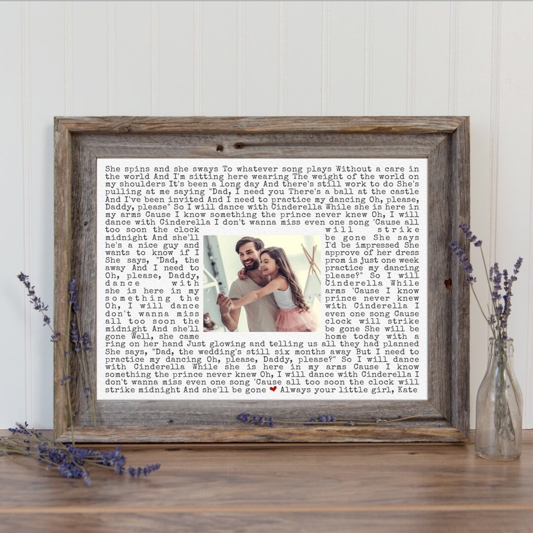 Father’s Day Gift Father of the Bride Gift Framed Song Lyrics Art ...