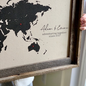 Cotton Push Pin Map, Personalized Travel Map, World Map, Second ...