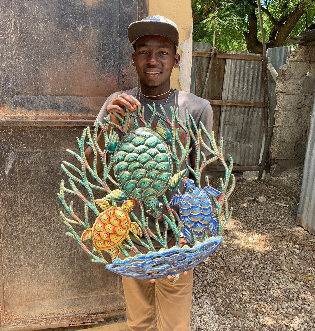 Handmade Steel Drum Turtle Wall Art: Haitian Metal Sculpture - Etsy